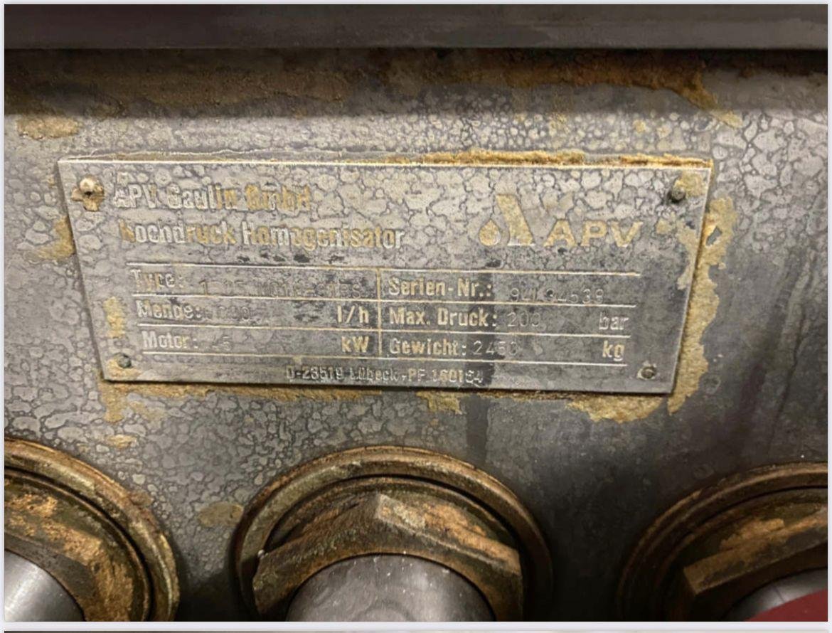 6,000 LPH APV Gaulin MC18-3TBS Homogeniser | PPM Ltd