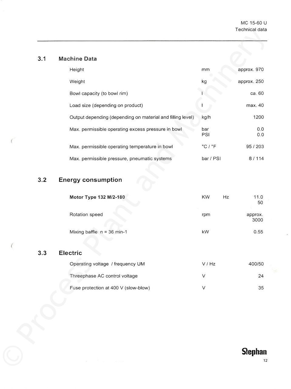 Used 60 Ltr Stephan Microcut MC 15-60U Universal Vacuum Process Vessel ...