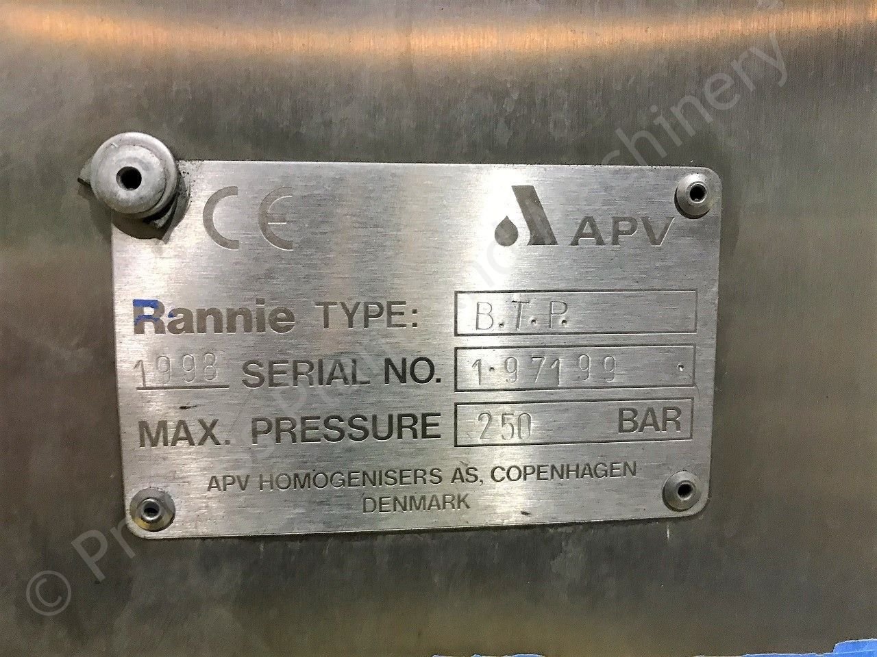 Used APV Rannie Type B.T.P Blue Top Homogeniser|PPM Ltd