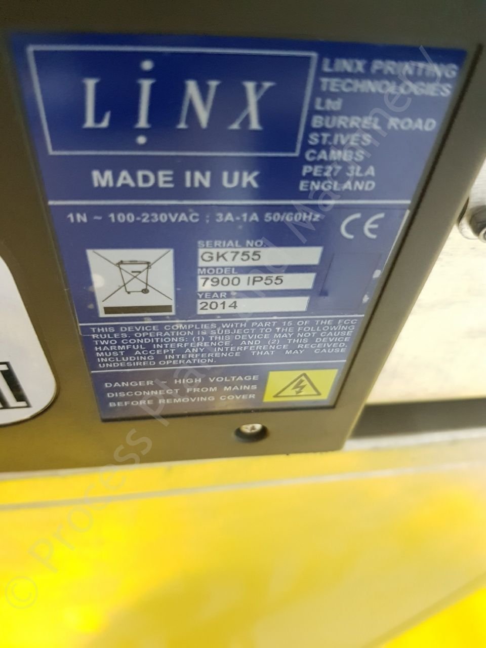 Used Linx Model 7900 Inkjet Coder with Linx Ultima Print Head | Process ...
