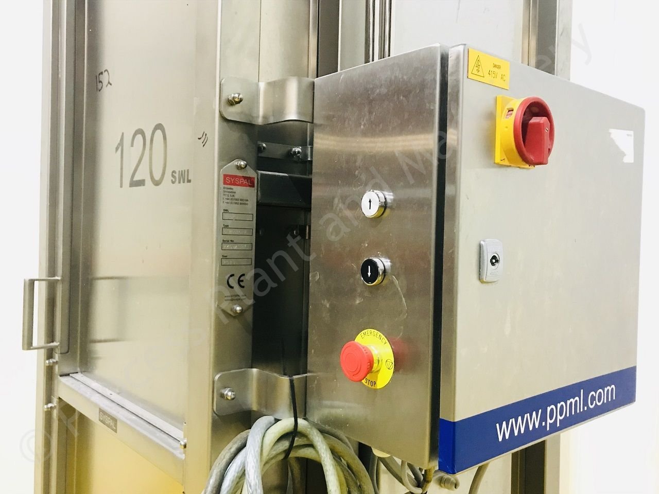 Used 120kg Syspal GE1001022 Stainless Steel Bin Lifter|PPM Ltd