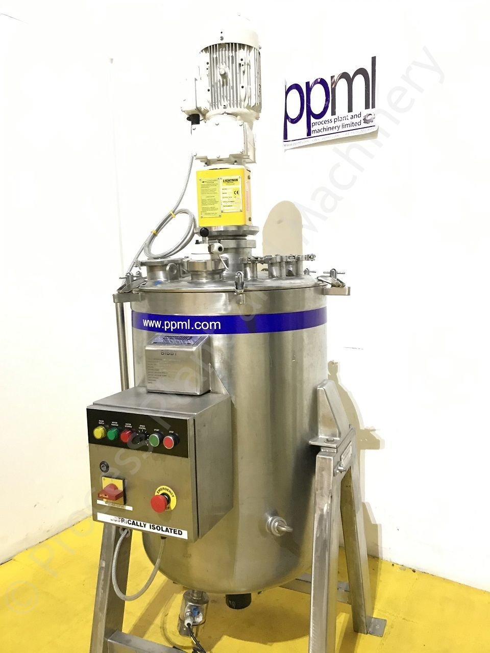 Used 200 Ltr 316 Grade Stainless Steel Tank with Top-Mounted Lightin ...